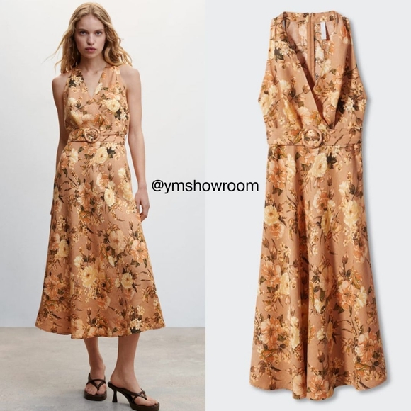 Mango | Dresses | Mango Floral Linen Dress | Poshmark